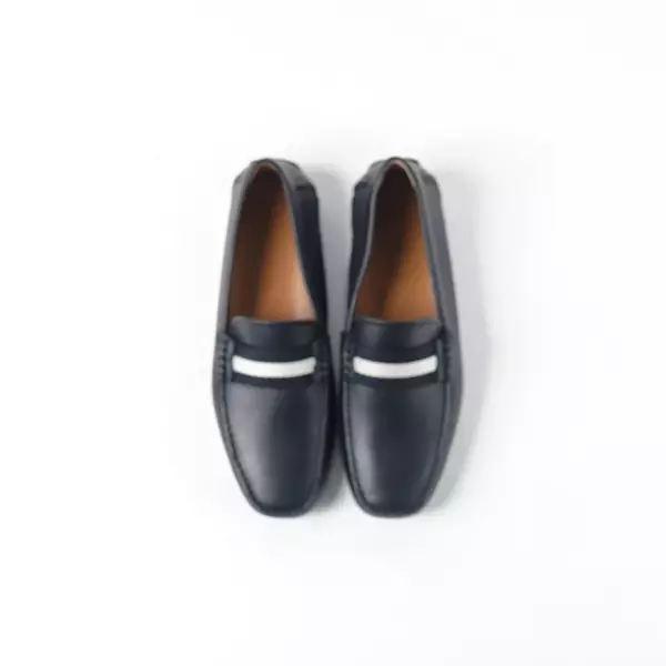 Jual BALLY Sepatu BALLY WALTEC STRIPE WHITE BLACK LEATHER LOAFER 100% ...