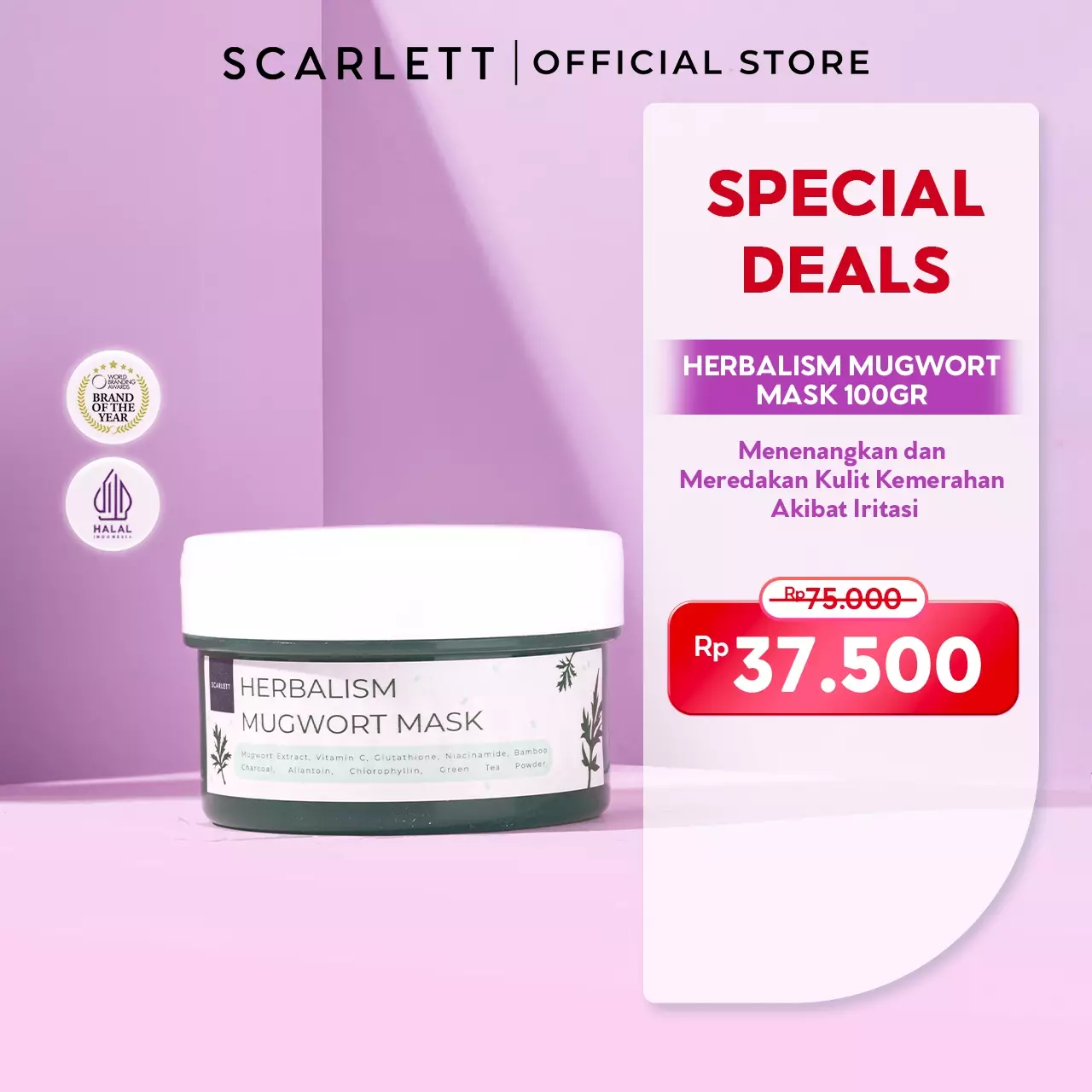 Jual Scarlett Scarlett Whitening Herbalism Mugwort Mask Original 2025 ...