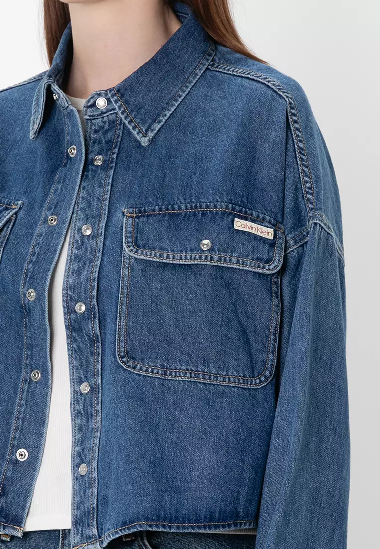 Buy Calvin Klein Oversize Crop Denim Shirt - Calvin Klein Jeans Online ...