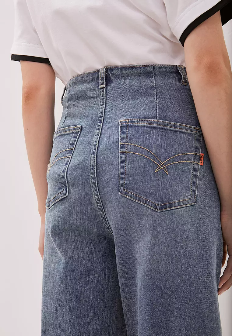 Jual DUST DUST Celana Waistless Baggy Wide Leg Jeans Namara Medium ...