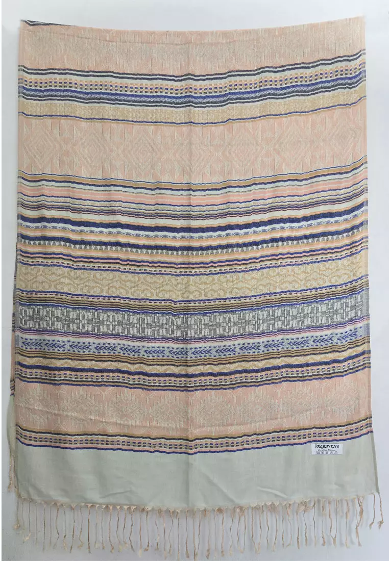 Jual San Marco Reversible Viscose Ethinic Stripes Pattern Pashmina ...