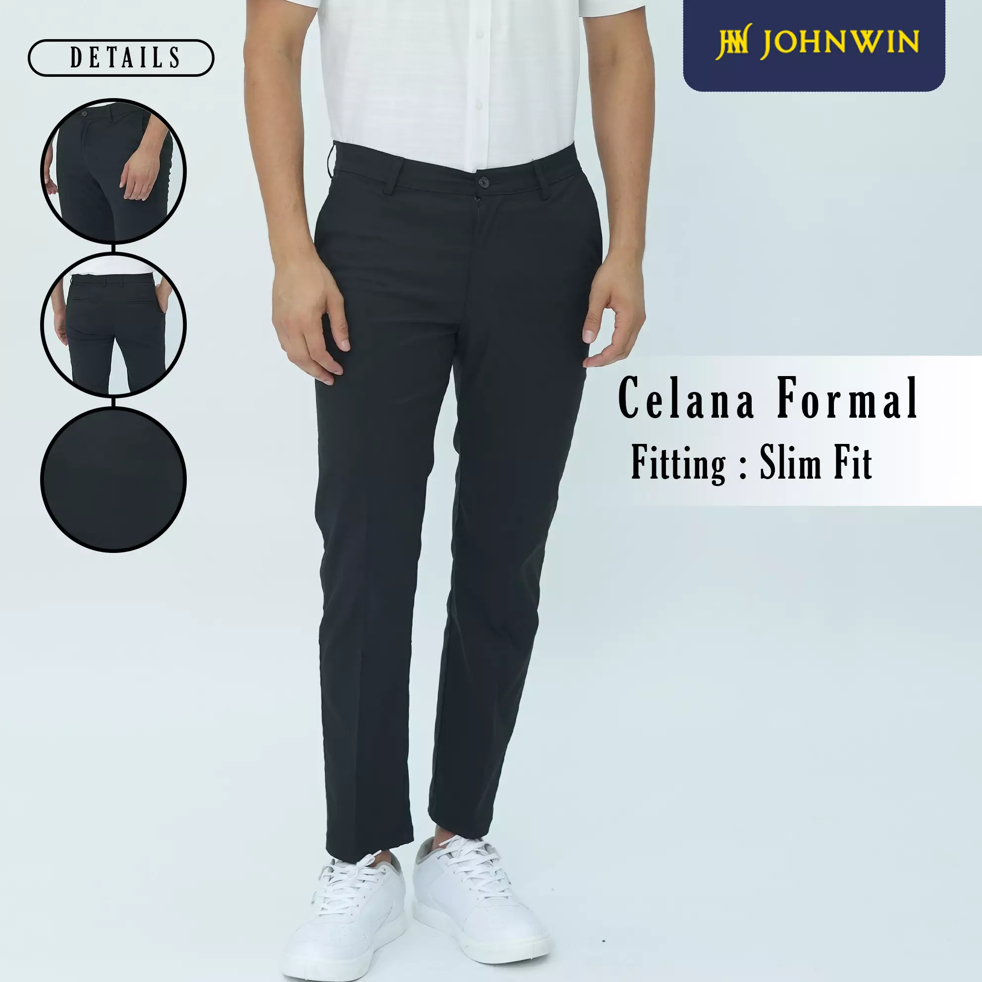 Jual Johnwin Johnwin - Sigma Ankle Pants - Slim Fit - Hitam - F.1024. ...