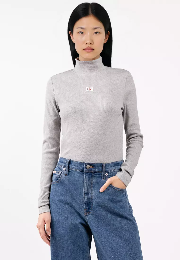 Buy Calvin Klein Woven Label Turtleneck Tee 2026 Online | ZALORA