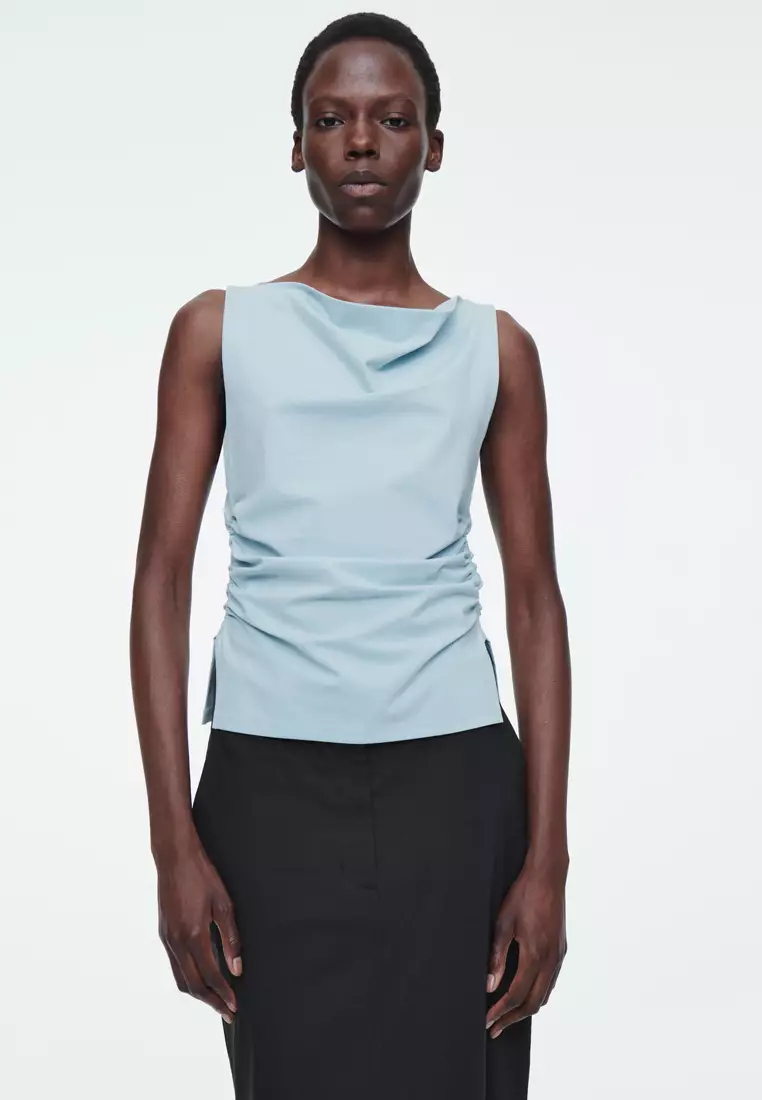 Buy COS Cowl-Neck Gathered Sleeveless Top 2025 Online | ZALORA