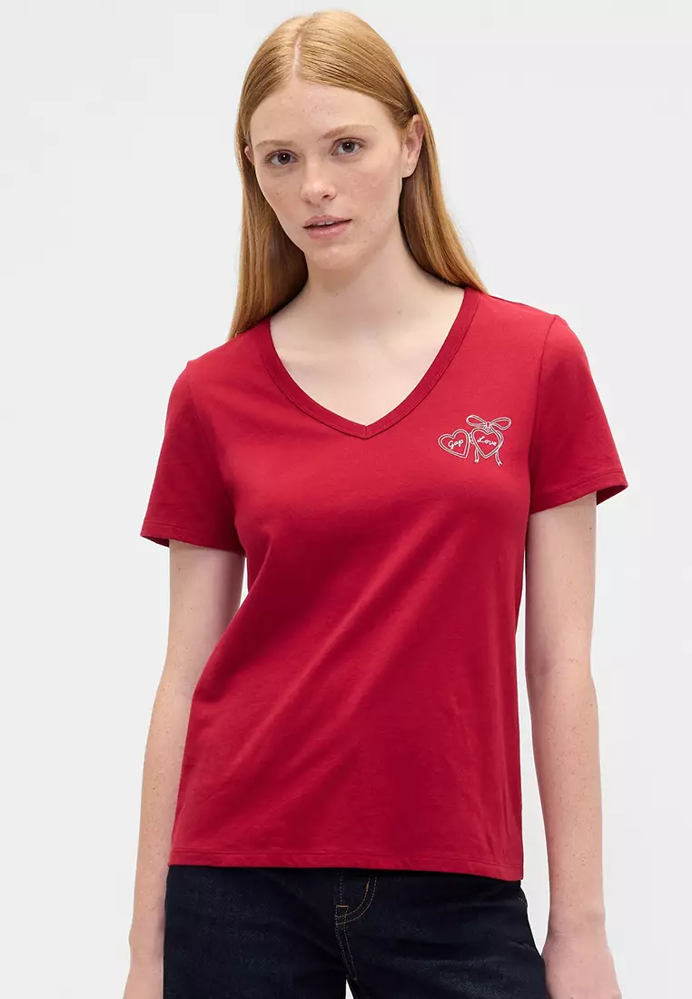 Buy GAP French Short Sleeve Favorite V-neck Graphic Tee Online | ZALORA ...