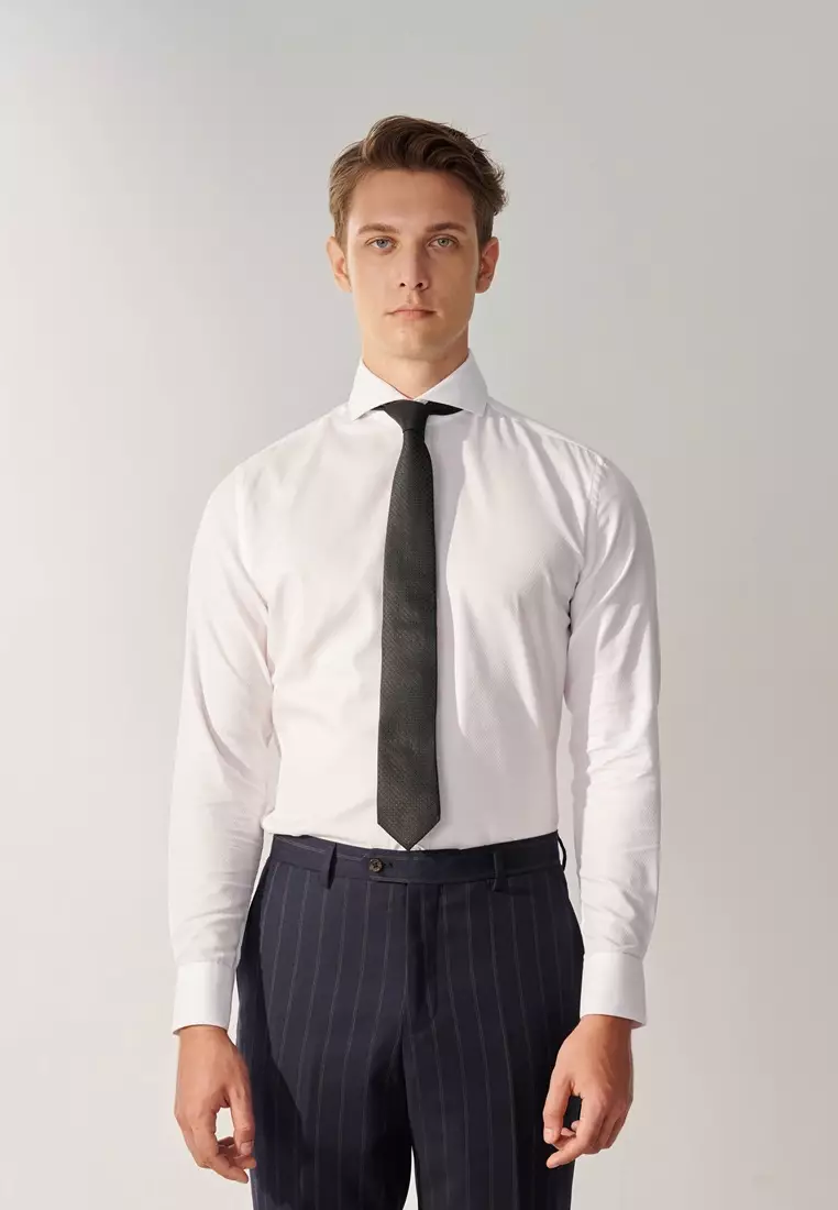SST&C SST&C White Textured Slim Fit Shirt 2024 | Buy SST&C Online ...