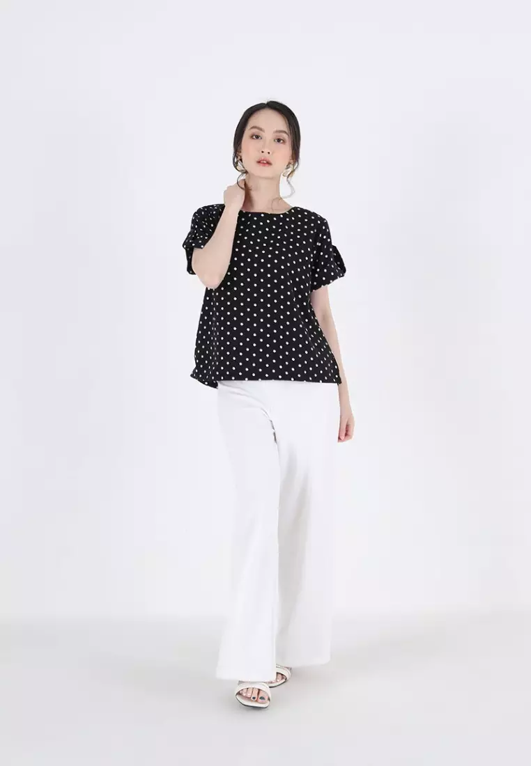 Jual Sorabel Sorabel - Keilla Polkadot Basic Blouse Black Original 2024 ...