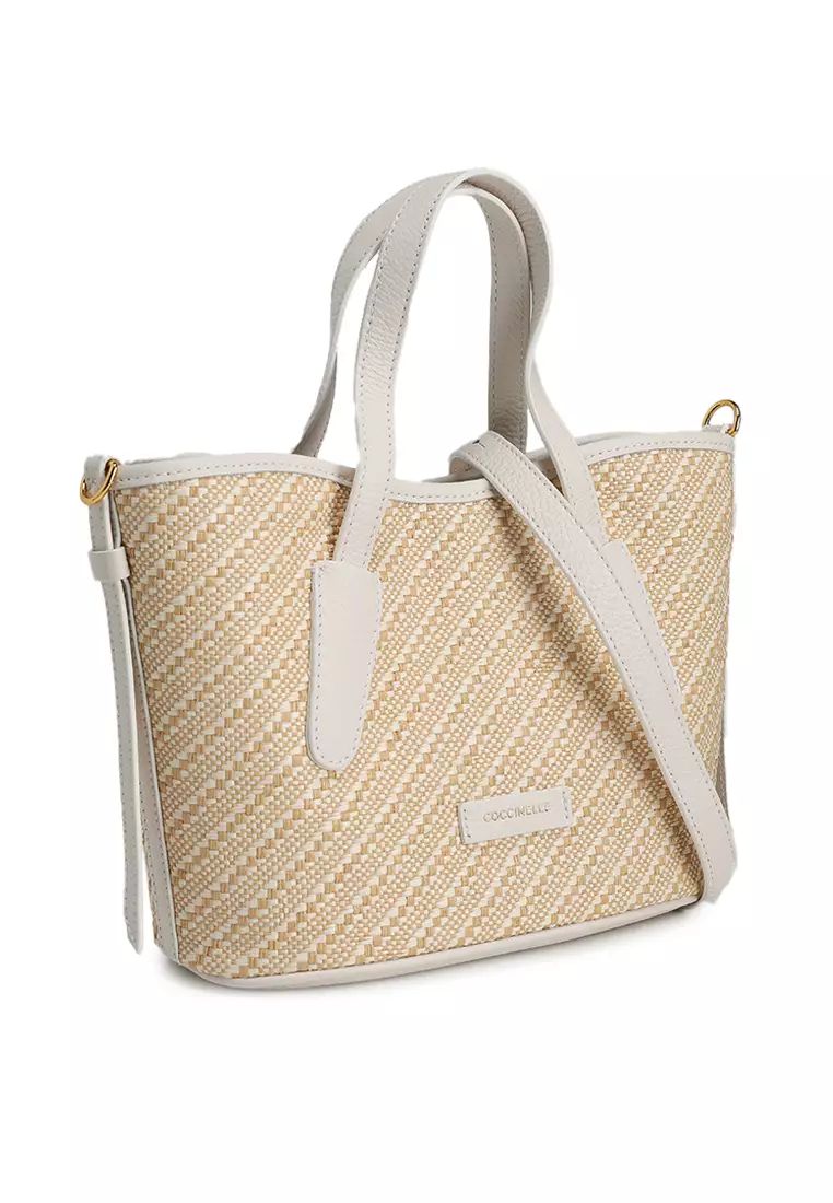 Buy Coccinelle Never Without Bag Bicolor Straw Small Tote Bag 2025 ...