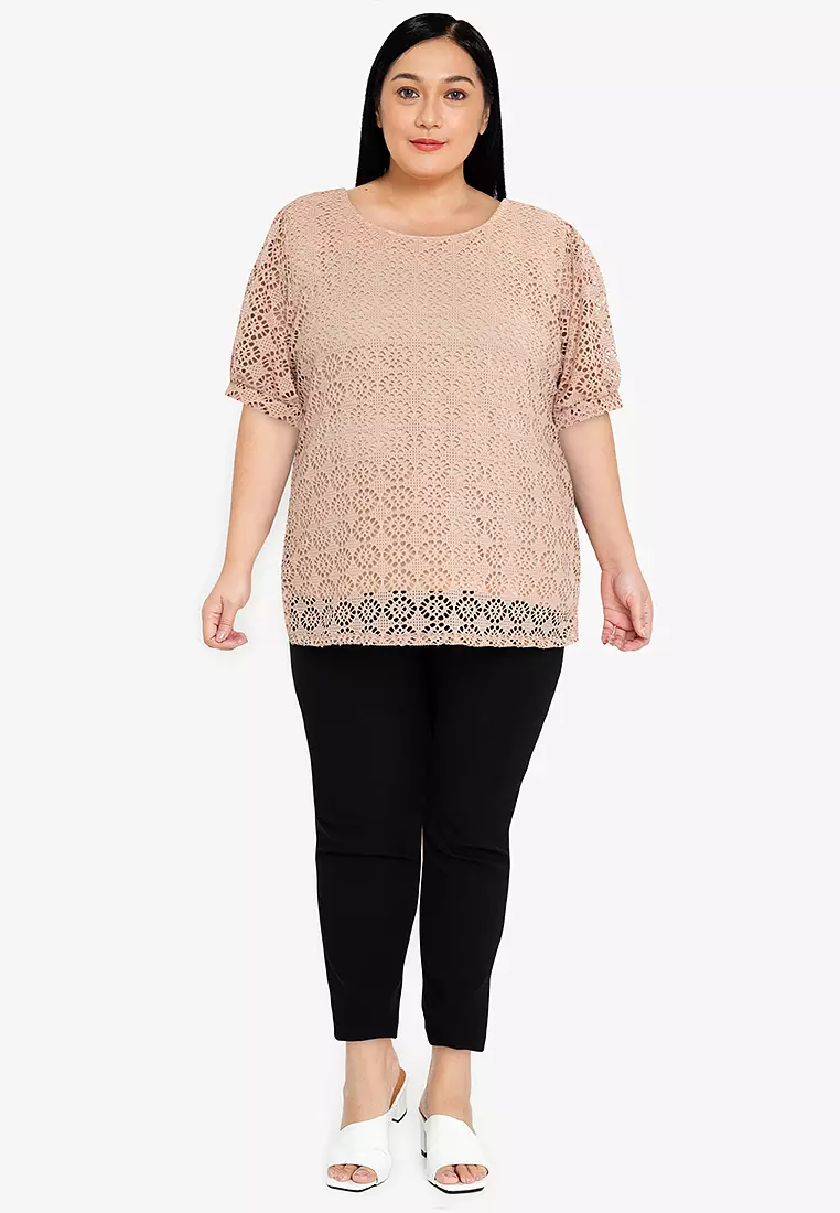 Buy Divina Plus Size Puff Sleeve O Neck Blouse 2024 Online Zalora