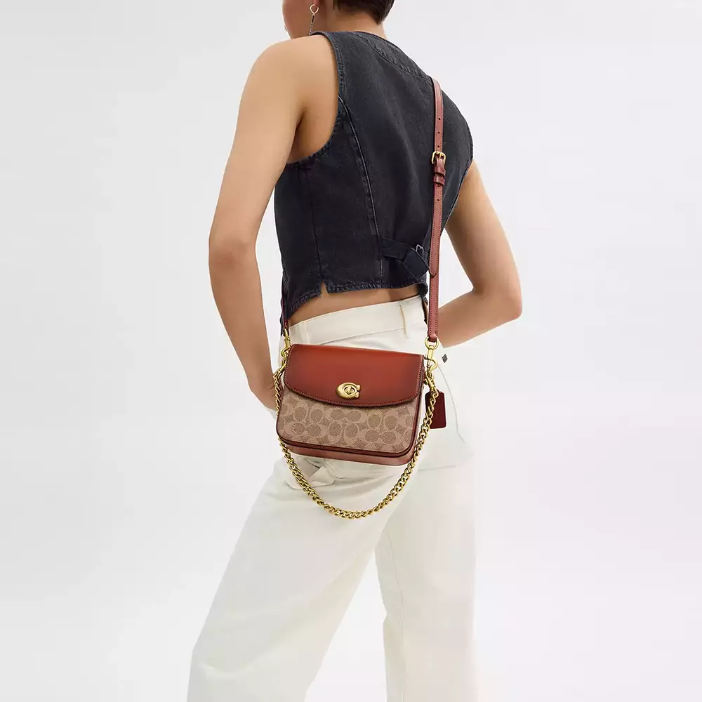 Jual Coach Coach Cassie 19 C Lock Crossbody Bag In Signature Canvas Tan Rust Original 2024