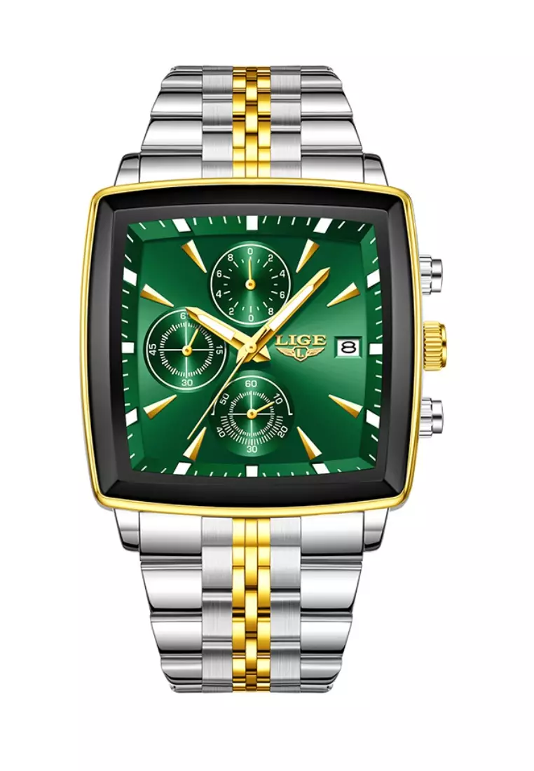 Buy LIGE Chronograph Unisex Gold color finished Stainless Steel Quartz ...