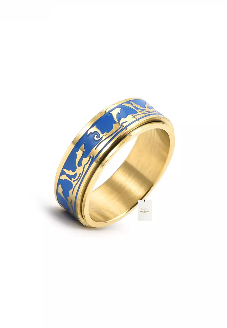 Buy HAPPY FRIDAYS Titanium Steel Rotatable Design Sea & Dolphin Ring JW ...