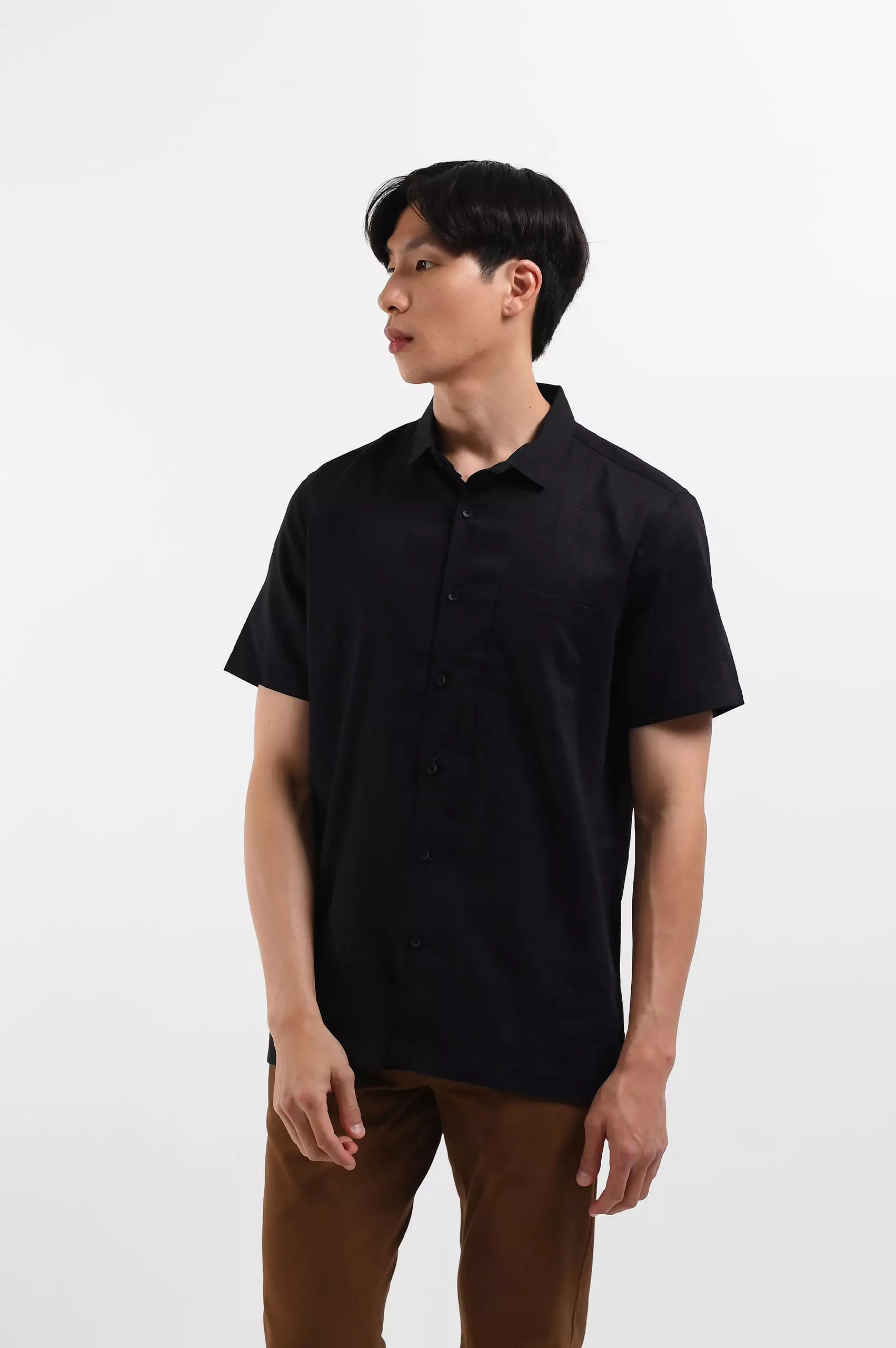 Jual Manzone MANZONE Kemeja Pria Lengan Pendek WALT 01-Black Original ...