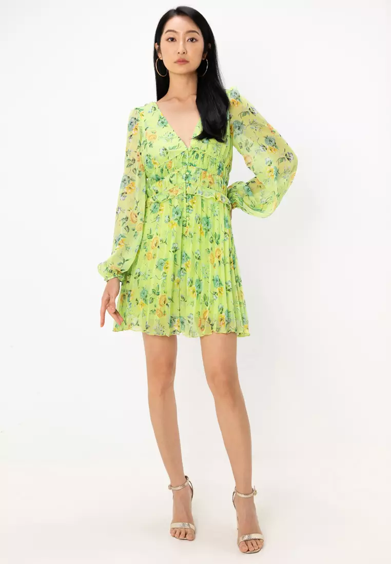 Buy ASOS Design Button Through Ruched Waist Pleated Mini Dress 2025 ...