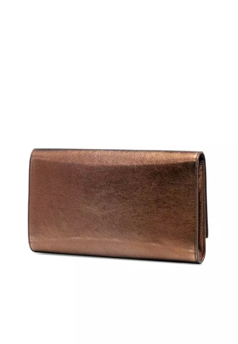 Buy SAINT LAURENT Pre-Loved Saint Laurent Large Metallic Leather Belle ...