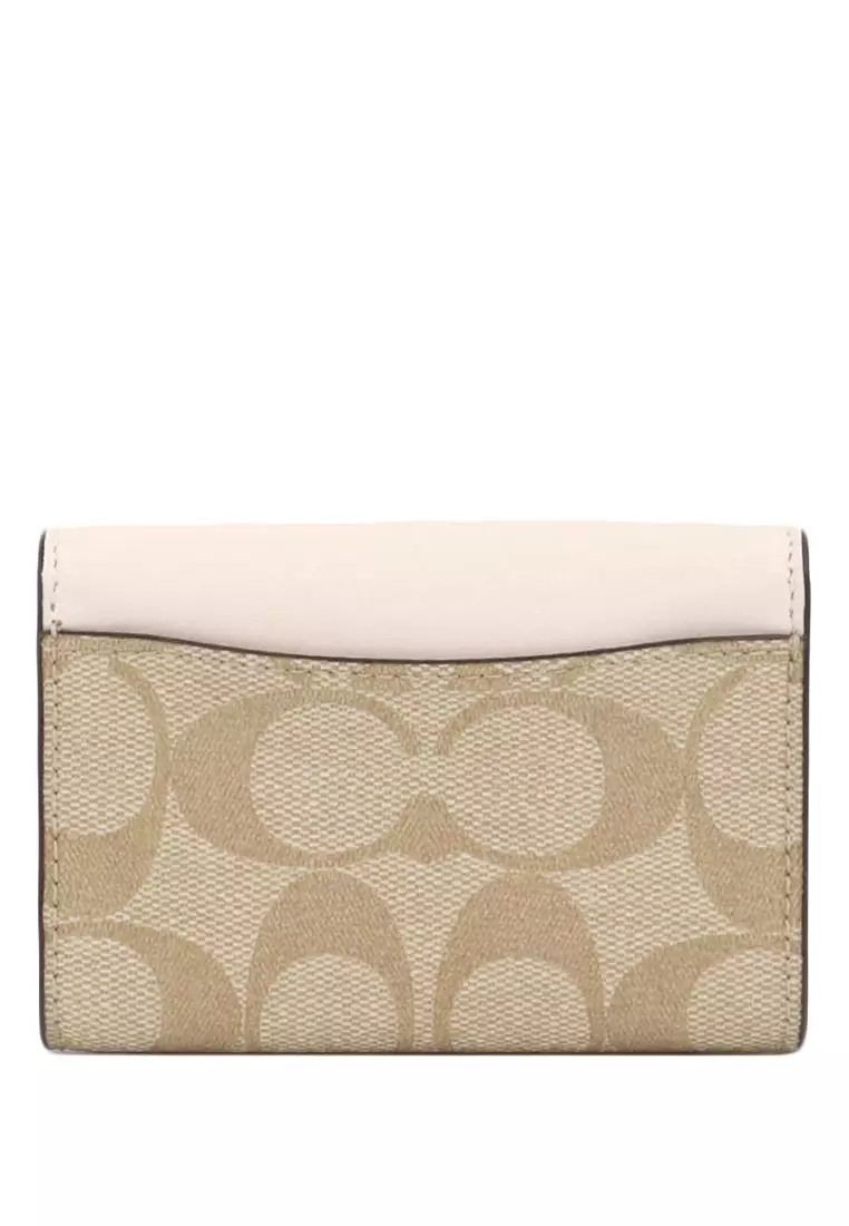 Buy Coach Flap Card Case In Signature Canvas - Sand White 2025 Online ...