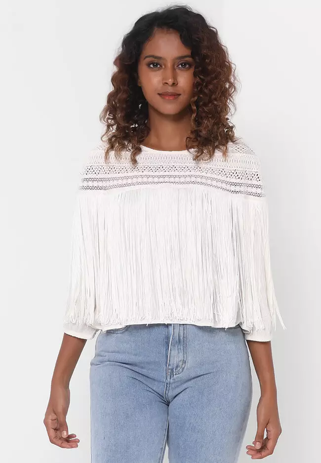 Buy Desigual Boho Fringed Blouse Online | ZALORA Malaysia