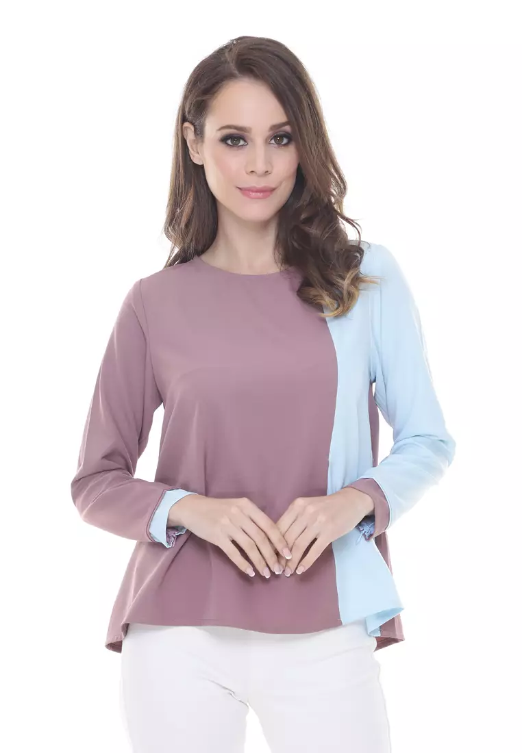 Buy Rina Nichie Basic Narry Two Tones Top Online | ZALORA Malaysia