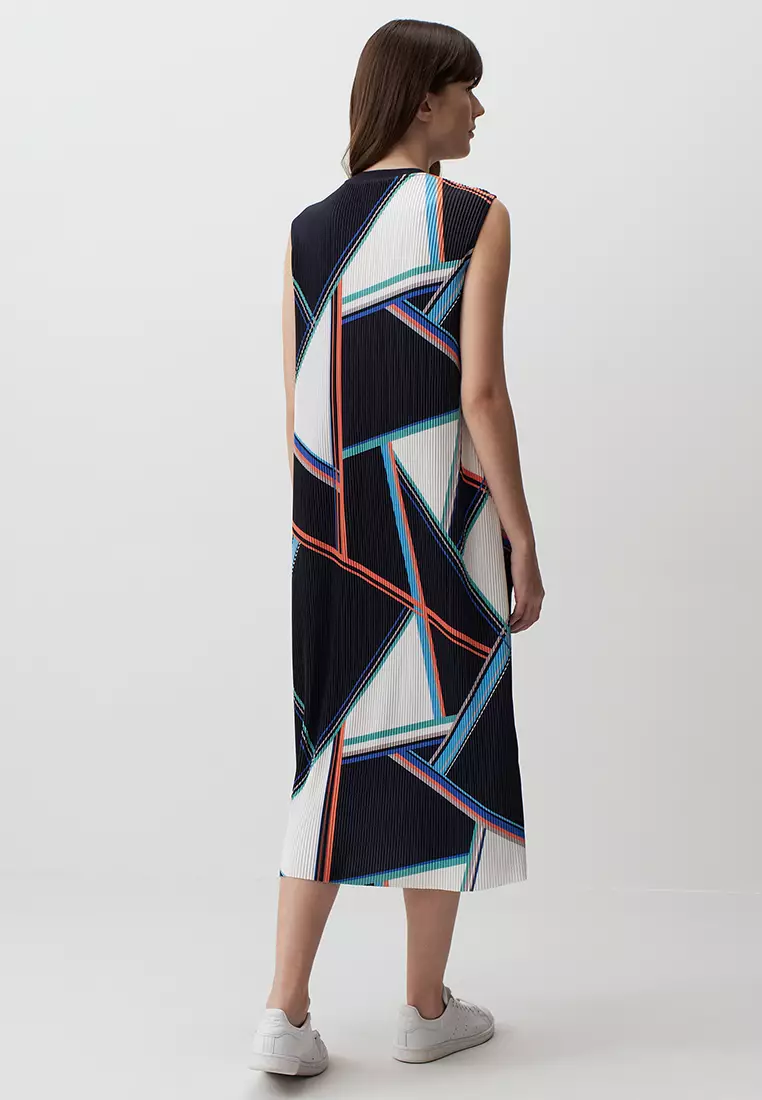 Jimmy Key Jimmy Key Multi-Colored Geometric Patterned Pleated Midi ...