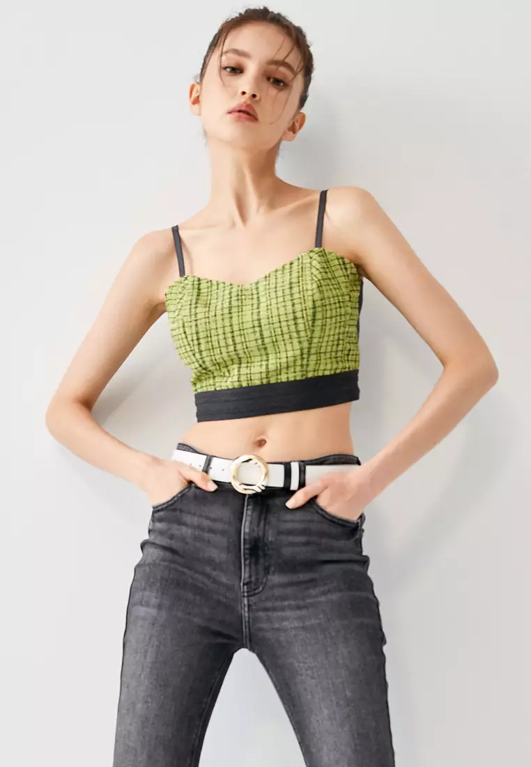Buy iROO Green Tweed Crop Tank Top 2026 Online | ZALORA Philippines