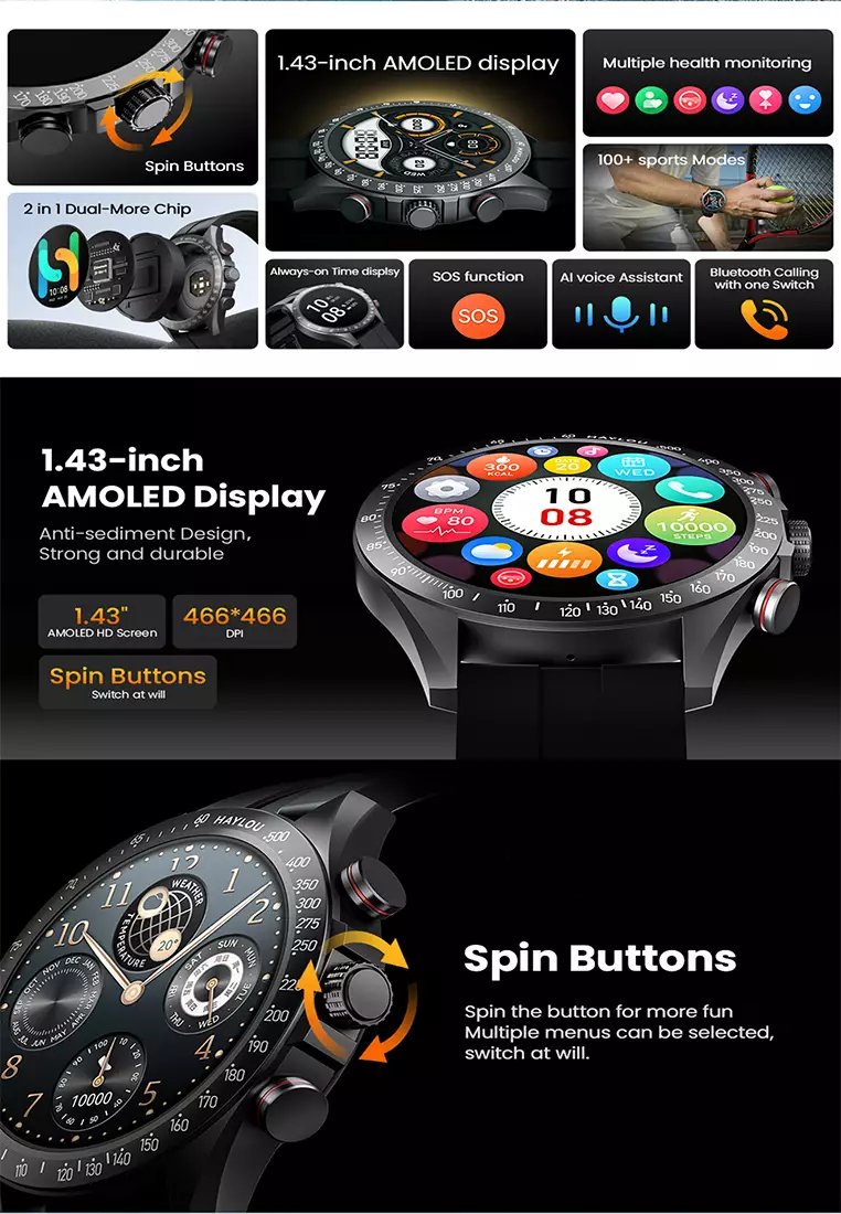 Buy HAYLOU Solar Pro LS18 (Silver) Fitness Tracker Bluetooth 5.3 SOS ...