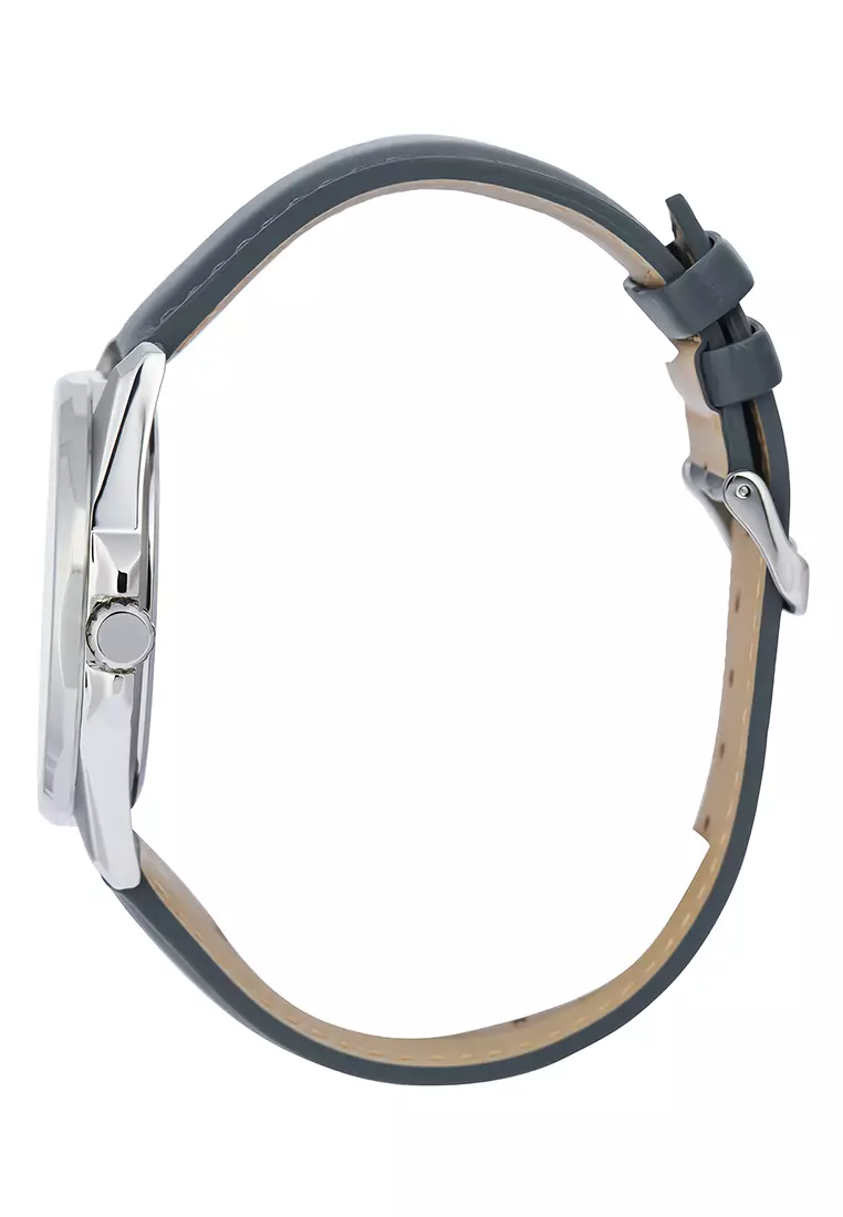 Jual CASIO Casio - Jam Tangan Analog Pria - Silver - Grey Leather Strap ...