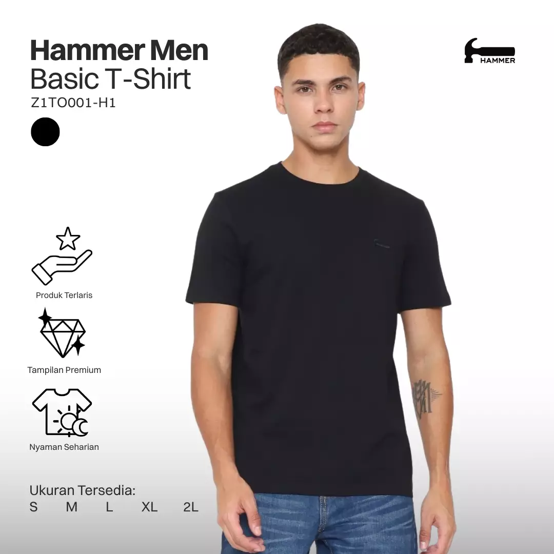 Jual Hammer Hammer Men Basic Tee Z1TO001-H1 | Kaos Lengan Pendek Pria ...