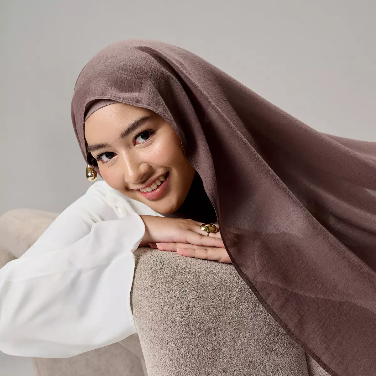 Jual ZM ZM Zaskia Mecca - Yoma Brown Mahogandy | Arabian Shawl Pashmina Hijab (Iner Meleyot ...