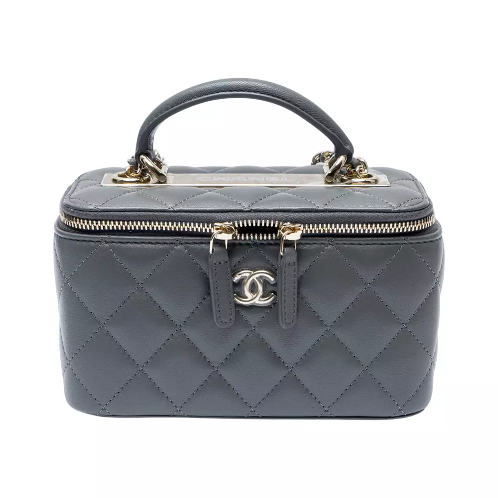 Jual Chanel Vanity Top Handle Bag Lambskin Grey Ghw Original 2026 ...