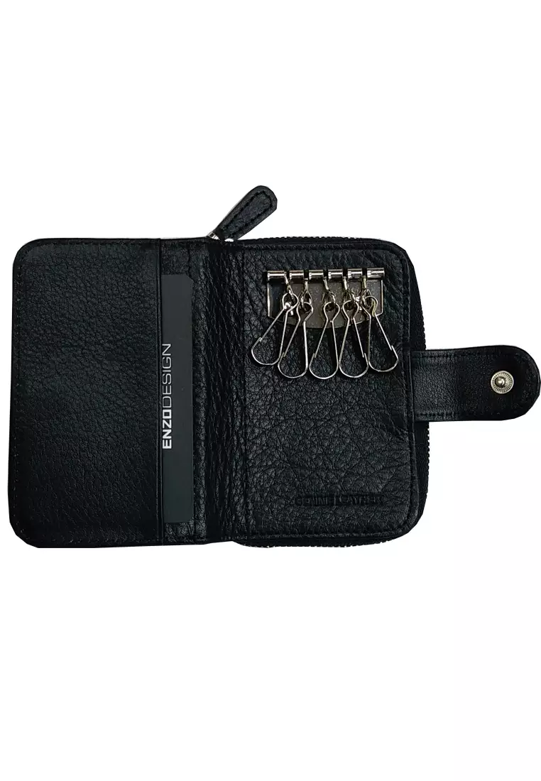Buy ENZODESIGN Soft Cow Leather Hand Held Leather Key Case With Zip ...