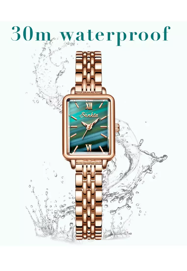 Buy LIGE SUNKTA Ladies Octagonal Quartz Watch, 27x20mm, Malachite Dial ...