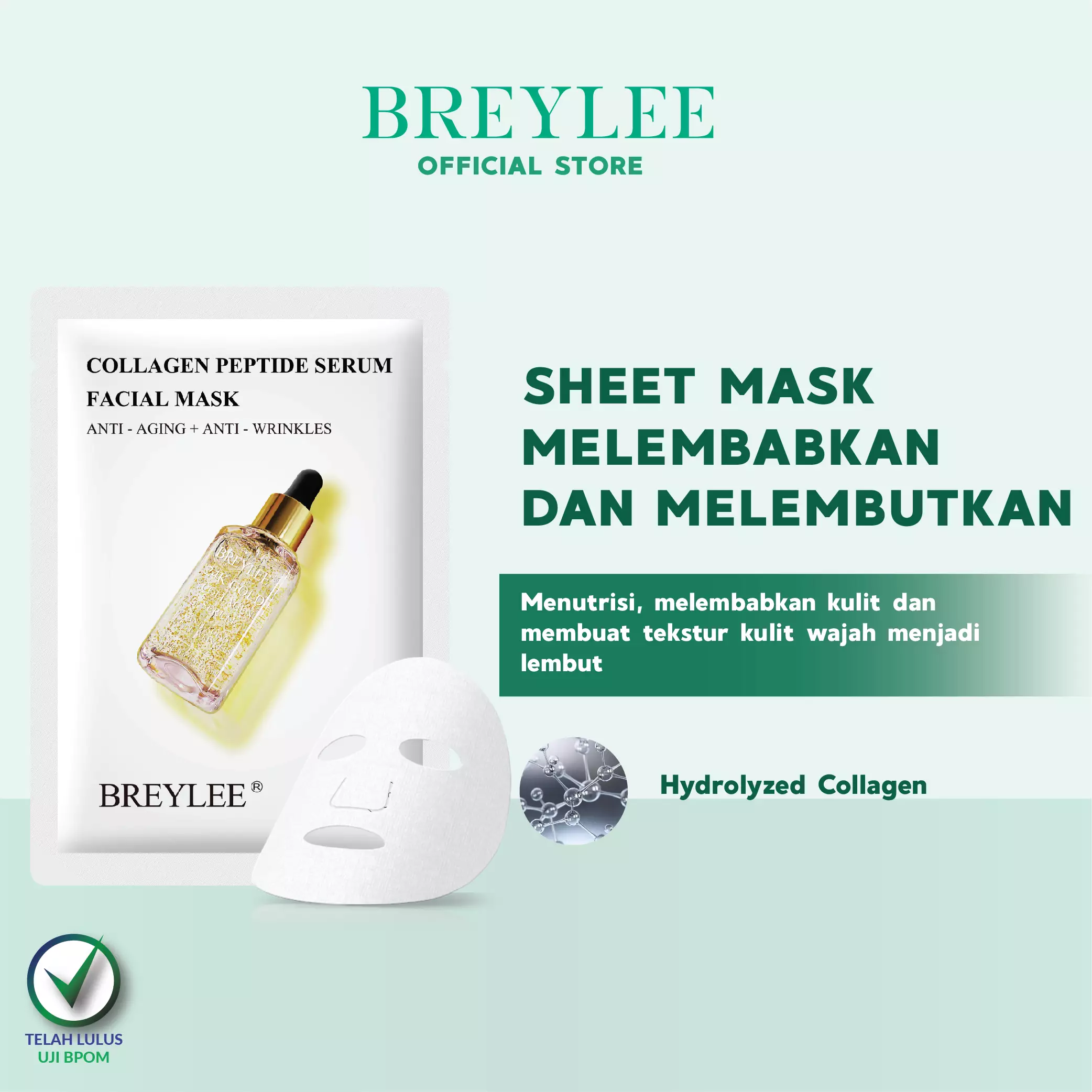Jual Breylee [BPOM] BREYLEE Collagen Peptide Serum Facial Mask Original ...
