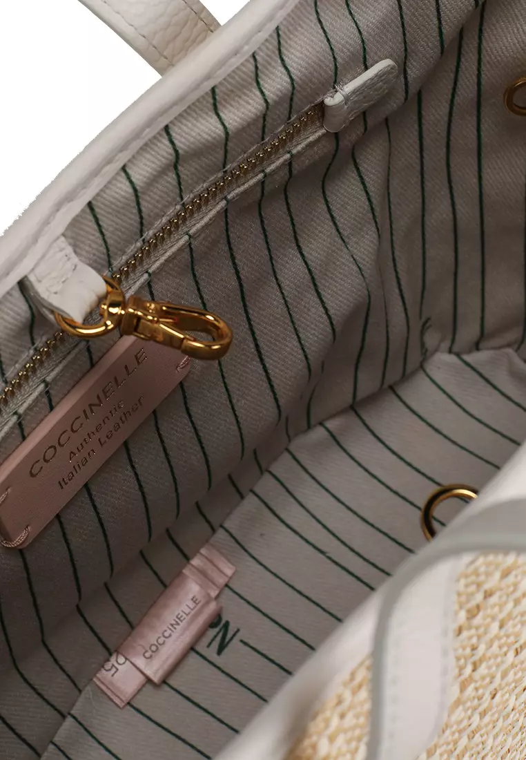 Buy Coccinelle Never Without Bag Bicolor Straw Small Tote Bag Online ...