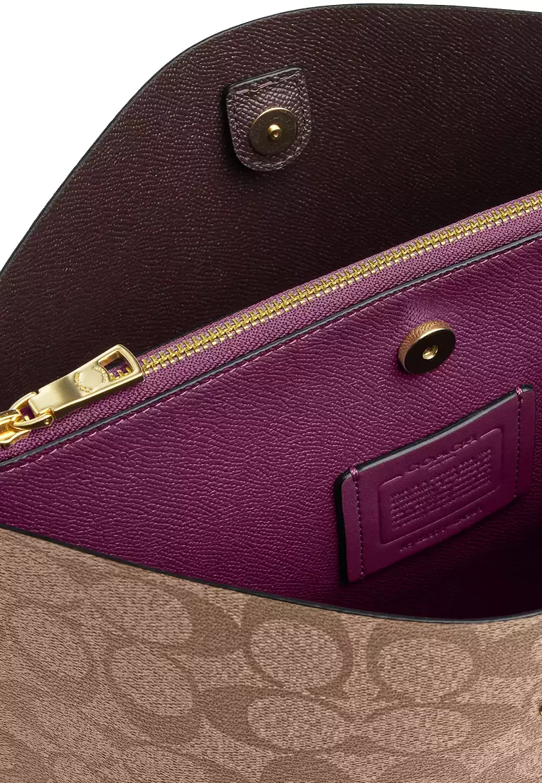 Coach Mollie Bucket Bag In Signature Canvas in Khaki/ Deep Berry CA561 ...