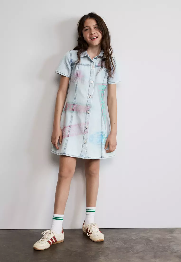 Jual Desigual Logo-Print Denim Shirt Dress Original 2026 | ZALORA ...