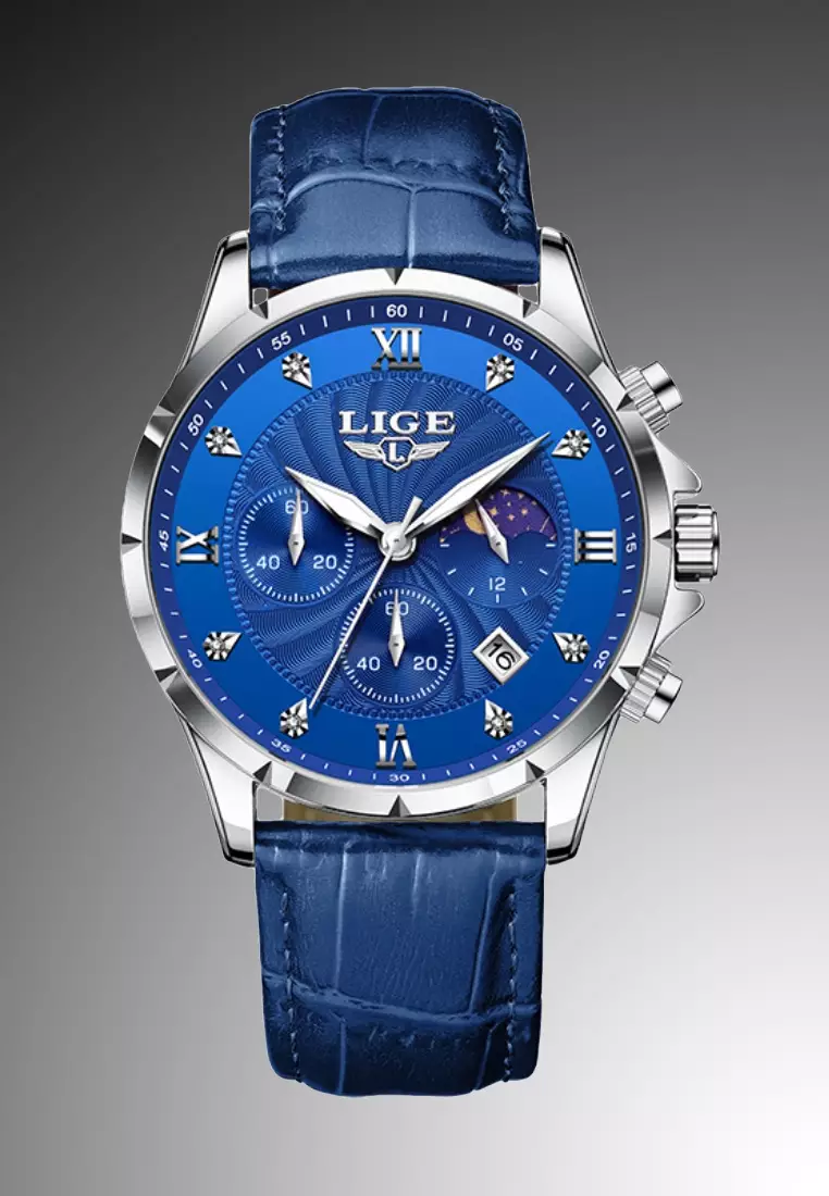 Buy LIGE Chronograph Unisex Stainless Steel Quartz Watch, Blue dial ...