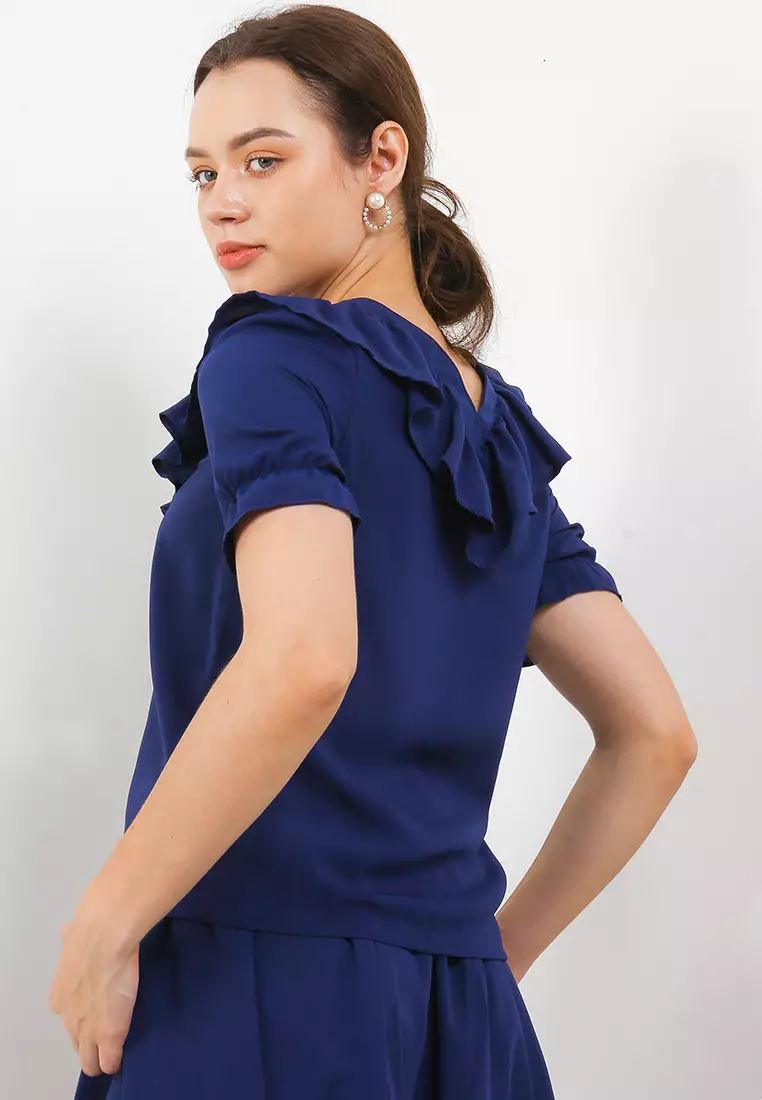 Jual LLACES Taylor Ruffle Blouse Original 2025 | ZALORA Indonesia