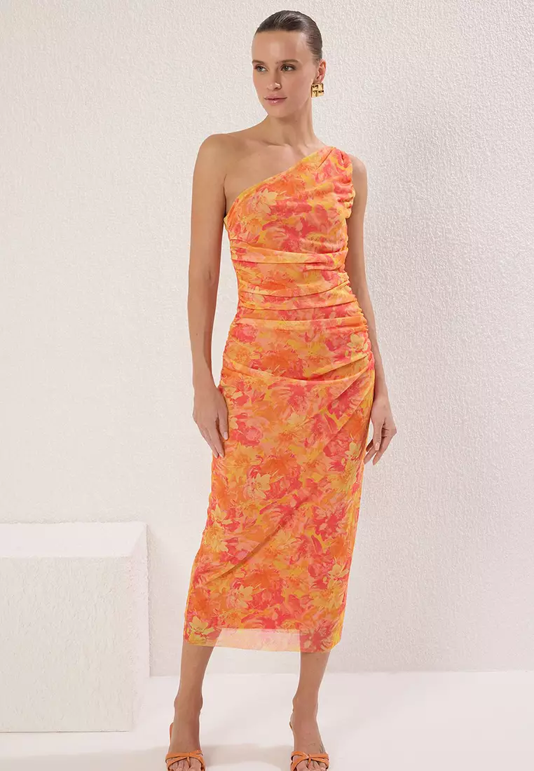 Buy Trendyol Orange Single Sleeve Body-Styling Accessory Detail Tulle ...