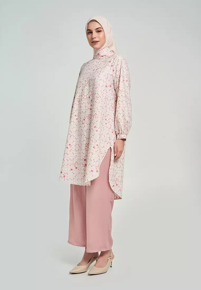 Jual KAMI Kami Qara Bishop Sleeve Tunic Cream Blush Original 2025 ...