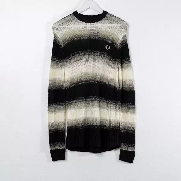Jual Fred Perry Sweater FRED PERRY STRIPE BLACK IVORY GRADIENT KNIT ...