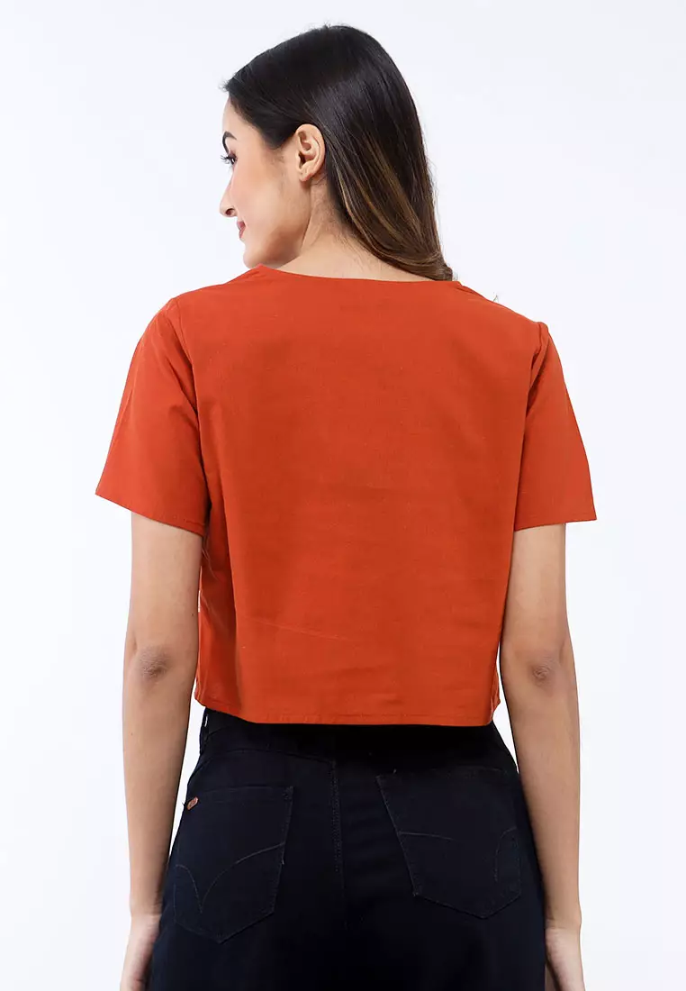 Buy Redgirl Short Sleeves V Neck Blouse 2024 Online Zalora Philippines