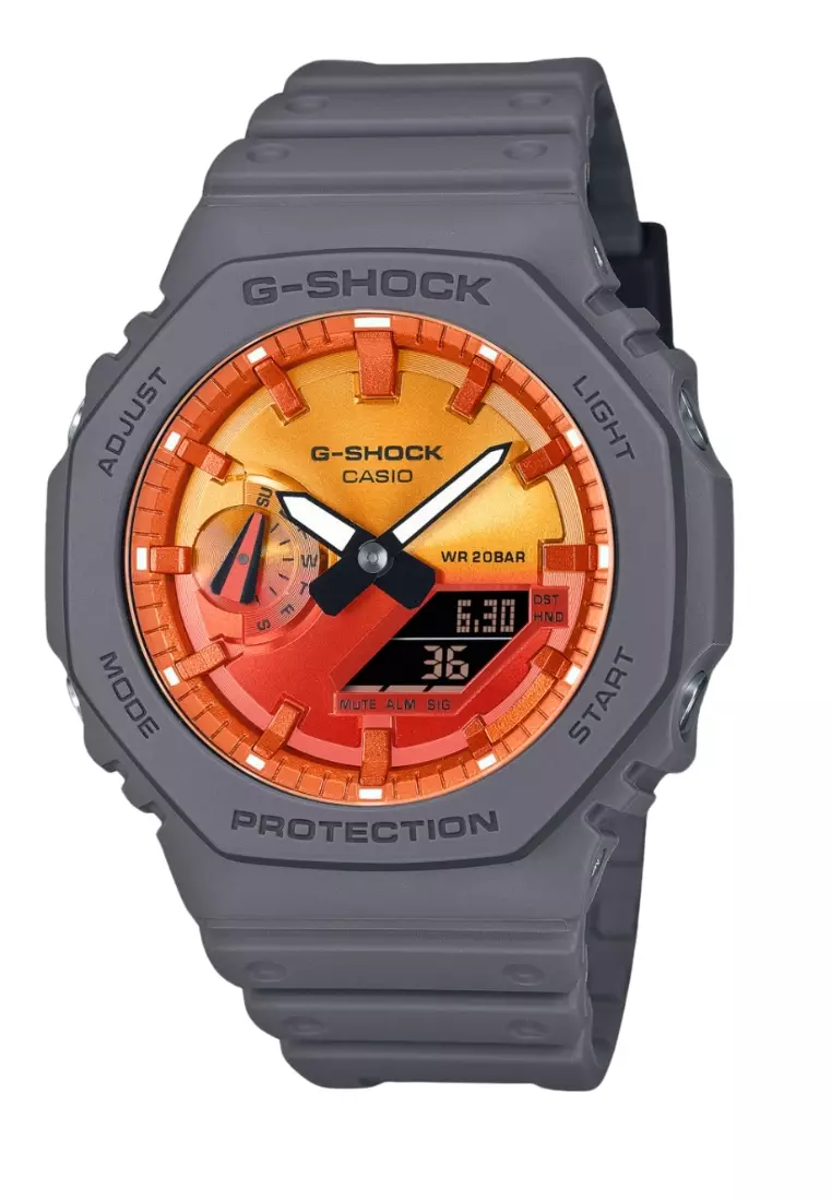 Buy CASIO CASIO G-SHOCK GLOWY ORANGE DIAL GRAY-ON-BLACK STRAP WATCH GA ...
