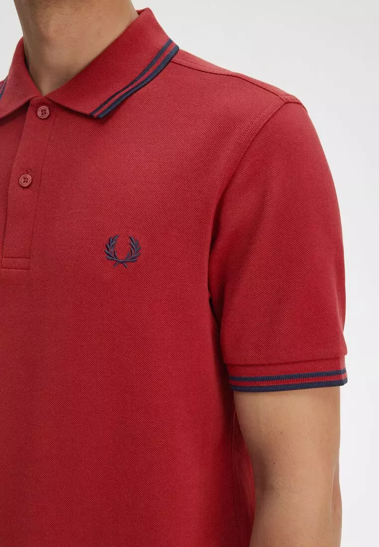 Buy Fred Perry Fred Perry M3600 Twin Tipped Fred Perry Shirt (Burnt Red / Navy / Navy) 2025 ...