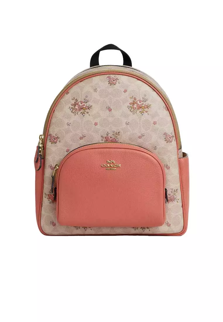 Buy Coach Court Backpack In Signature Canvas With Floral Print Sand ...