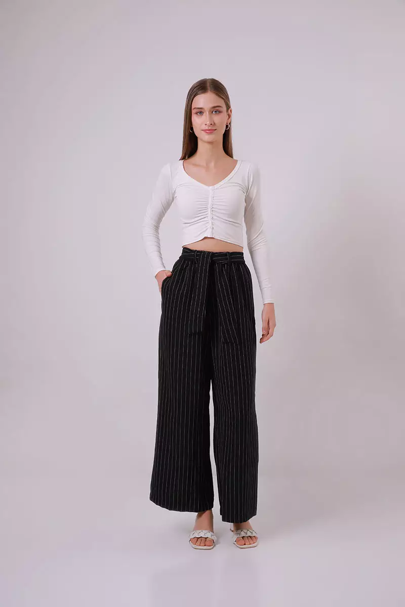 Jual Berrybenka Label Sofia Reign Stripes Pants Black Original 2025 ...