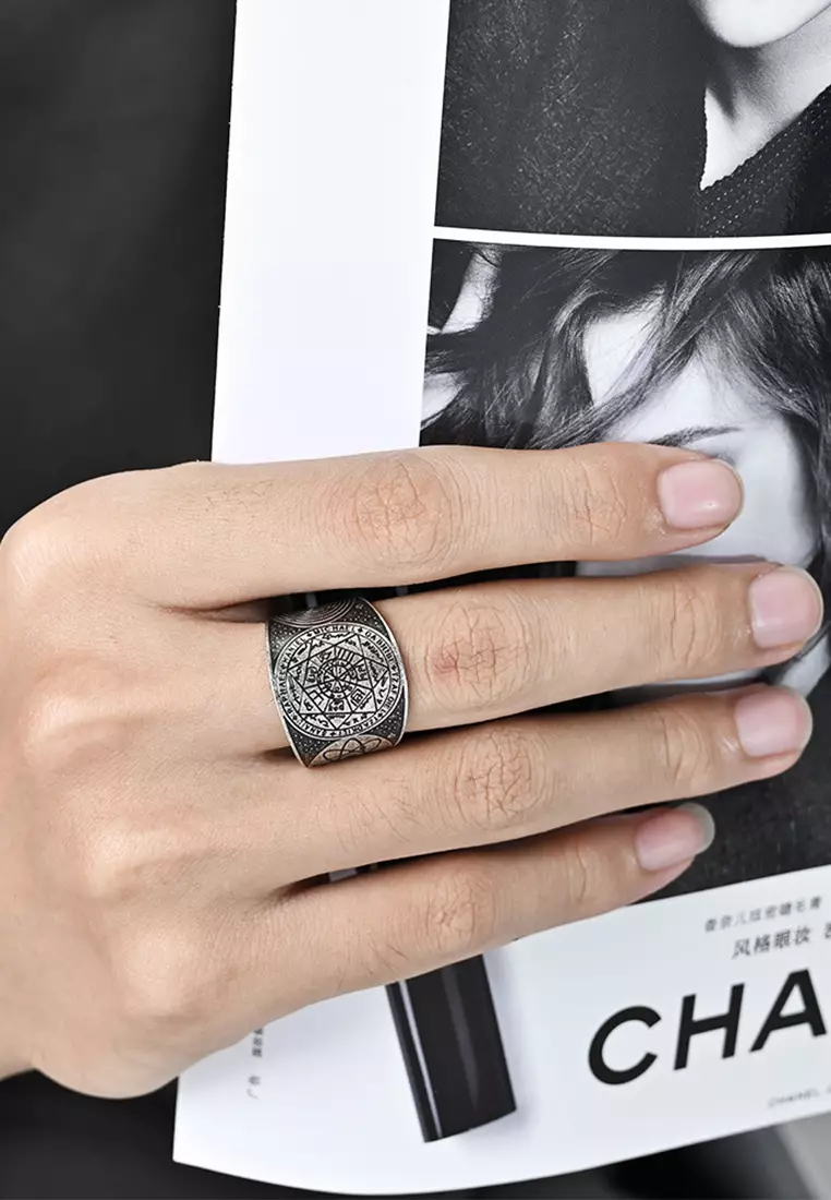 Buy HAPPY FRIDAYS Titanium Steel Heptagram Open Ring JW QF-JZ780 2025 ...
