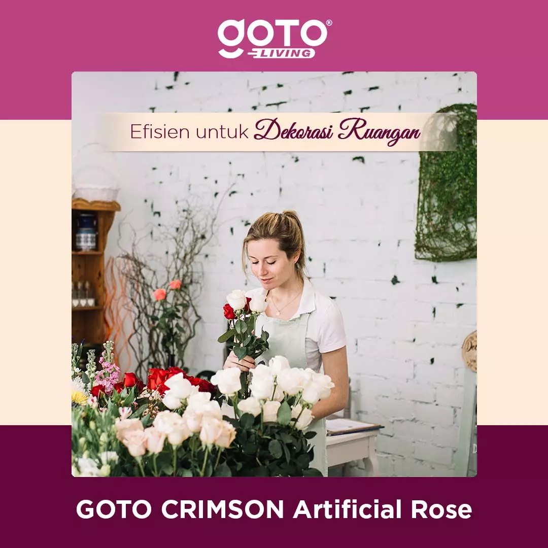 Jual Goto Living Goto Crimson Bunga Hias Mawar Teratai Buket Plastik ...