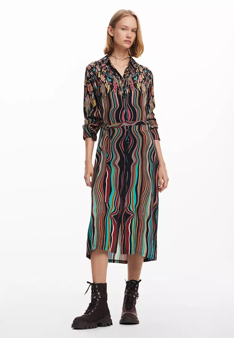 Buy Desigual Desigual Woman Shirt-style midi dress. Online | ZALORA ...