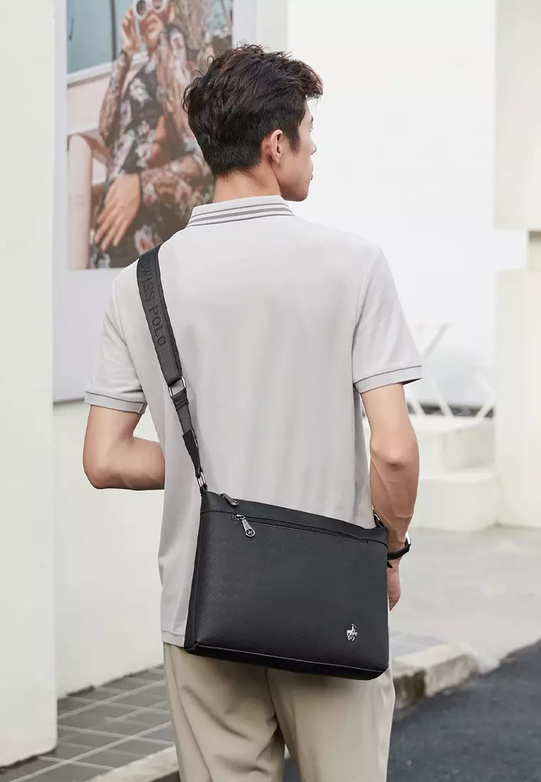 Buy Swiss Polo Men's Polo Sling Bag / Crossbody Bag - Black 2025 Online ...