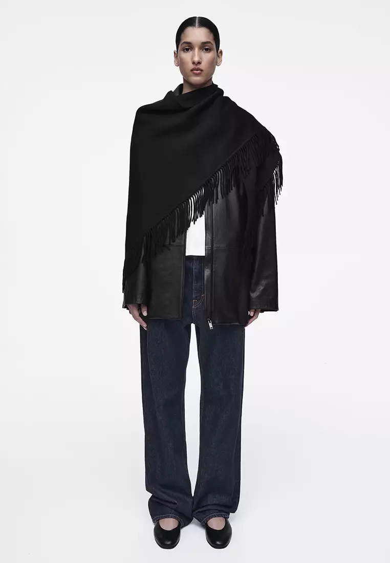 Buy COS Fringed Merino Wool Triangle Scarf 2025 Online | ZALORA